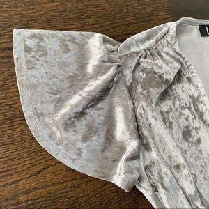 Lulus | Tops | Lulus Silver Grey Velvet Peplum Wrap Top | Poshmark